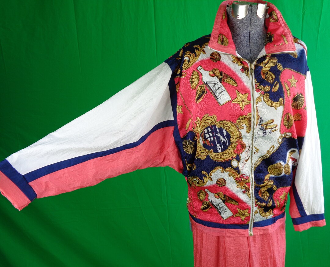 Vintage Retro Jogger Track Athletic Set Suit Loungewear Windbreaker ...