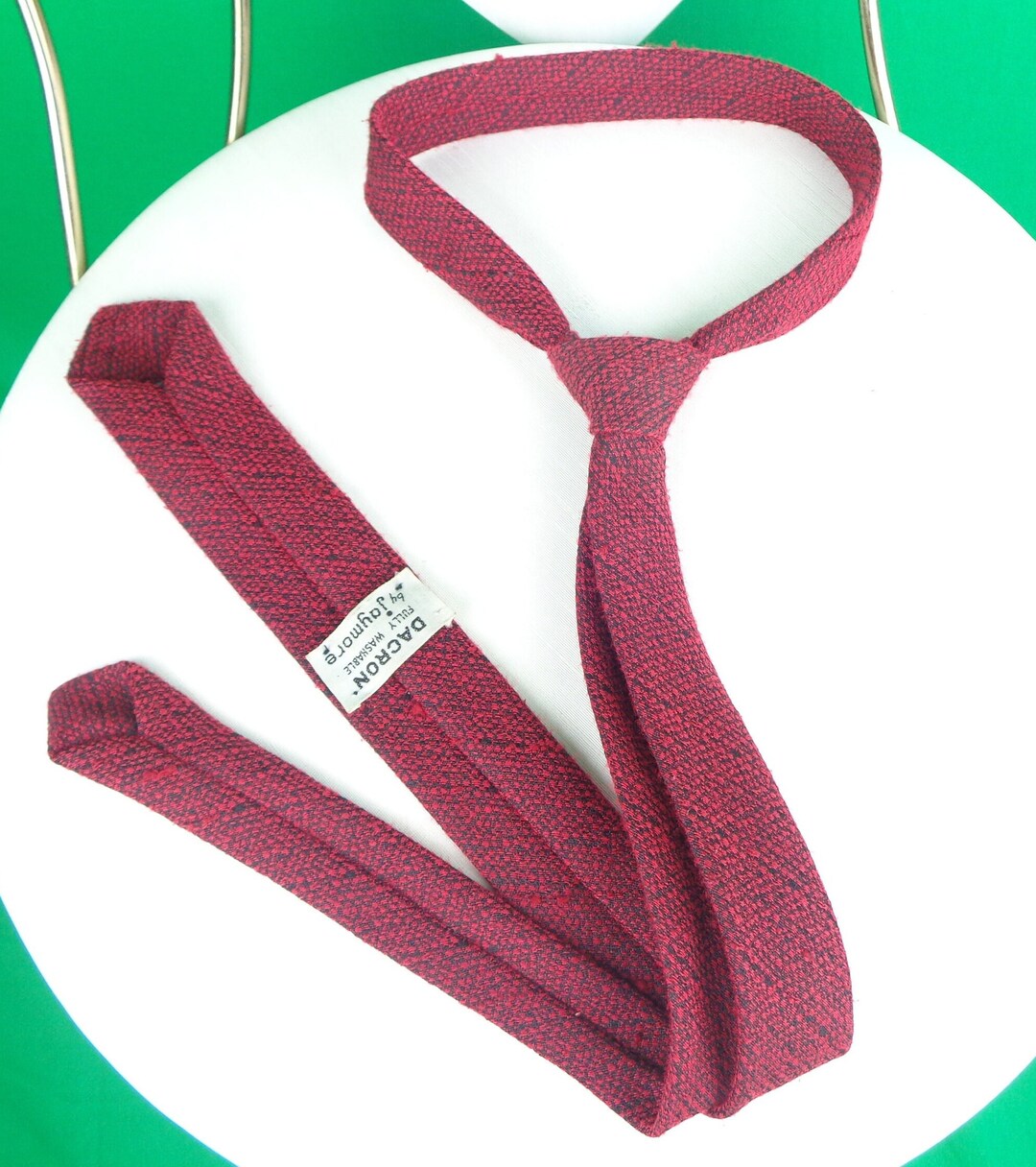 Vintage Retro Unisex Jaymore Wool Self Necktie Suit Accessorie 1950s 1960s Mid Century Tweed Red ...