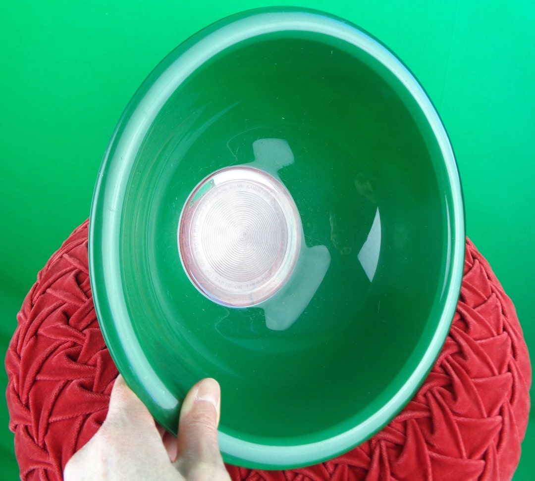 Vintage Retro Pyrex Corning Glass Bowl Large Emerald Forest Green Clear ...