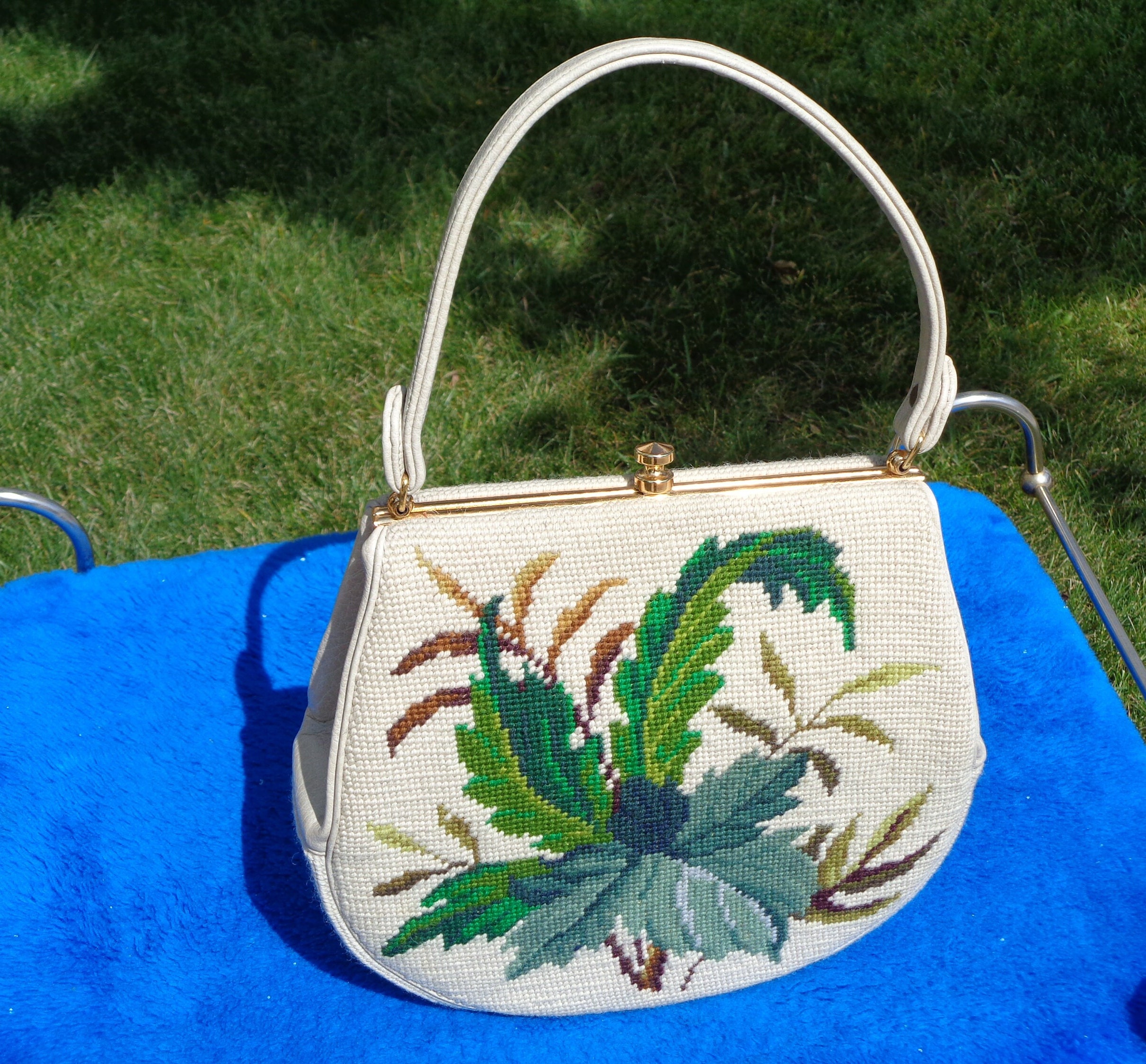 50s 60s Vintage Mid Century Retro Women Purse Top Handle Handbag Bag ...