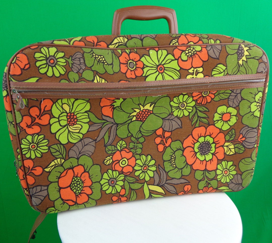 Vintage Retro Suitcase Luggage Bag Overnight Carry on Top Handle 1960s ...