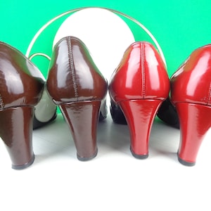 Vintage Retro Pumps Shoes 1960s 1970s Patent Leather Wingtip Spectator ...