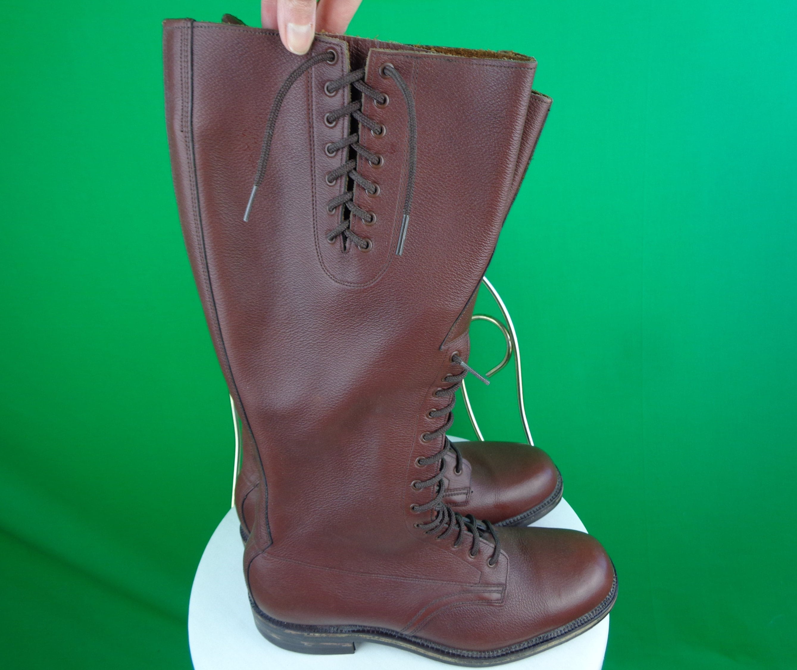 Men RCMP Brown Leather Boots 50s 60s Vintage Mid Century Size 7 1/2 ...