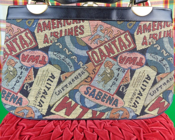 Vintage Retro Tapestry Arline Purse Handbag Top Handl… - Gem