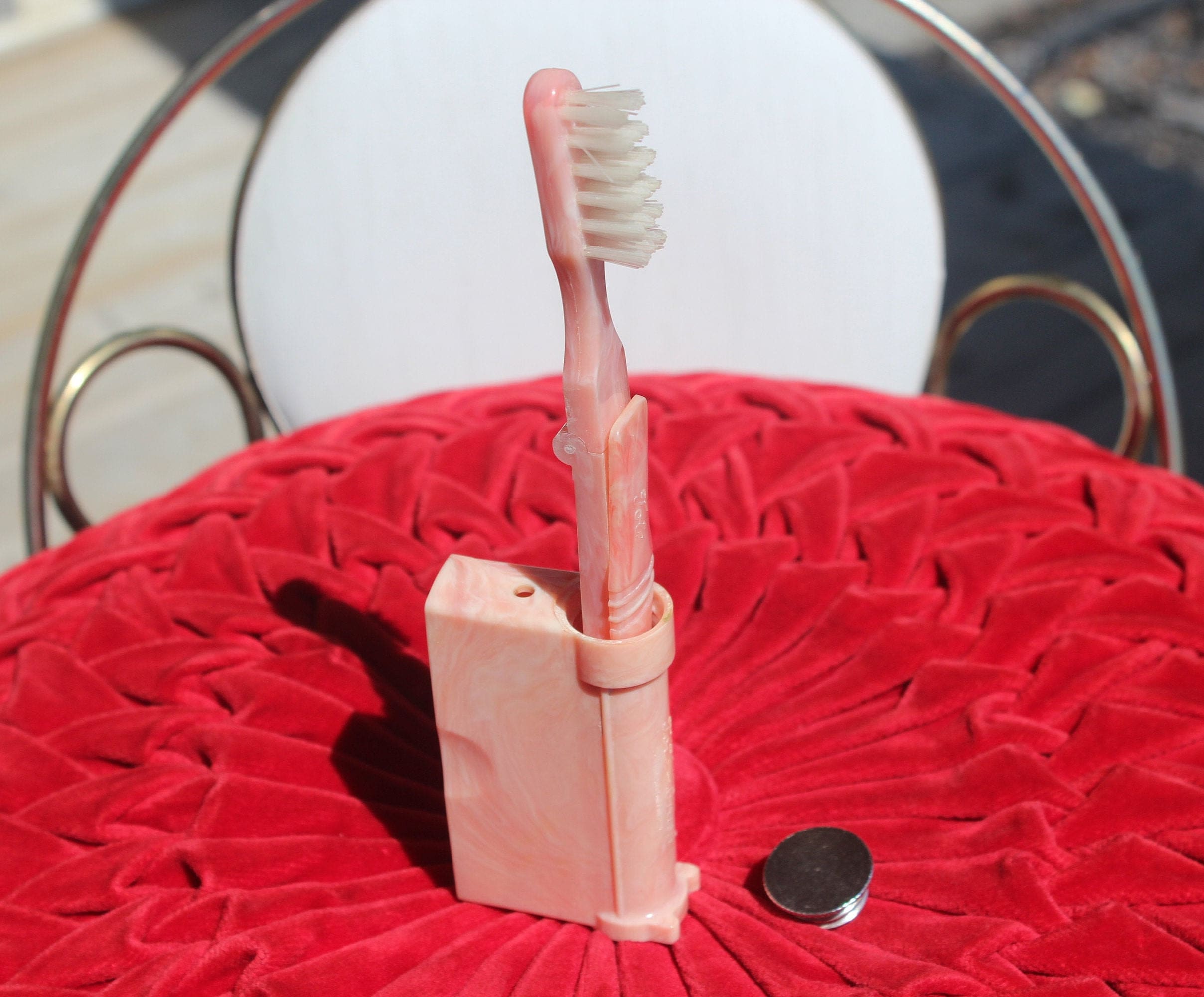 1940s 50s WW2 Vintage Mid Century Retro Accessorie Travel Orange Tooth ...