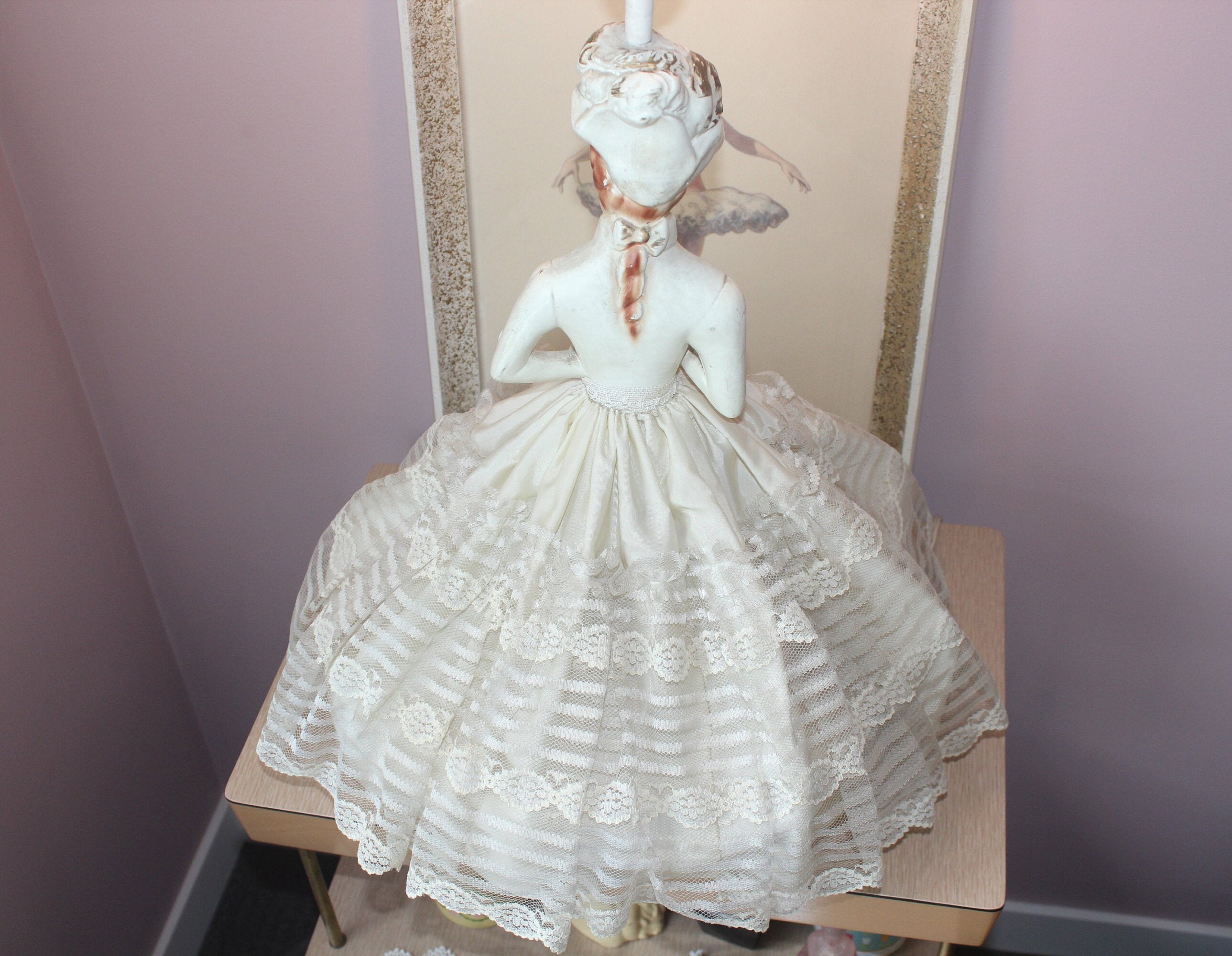 WORKS Lady Lamp Shade Base Lighting Electrical Table 1940s 50s WW2 ...