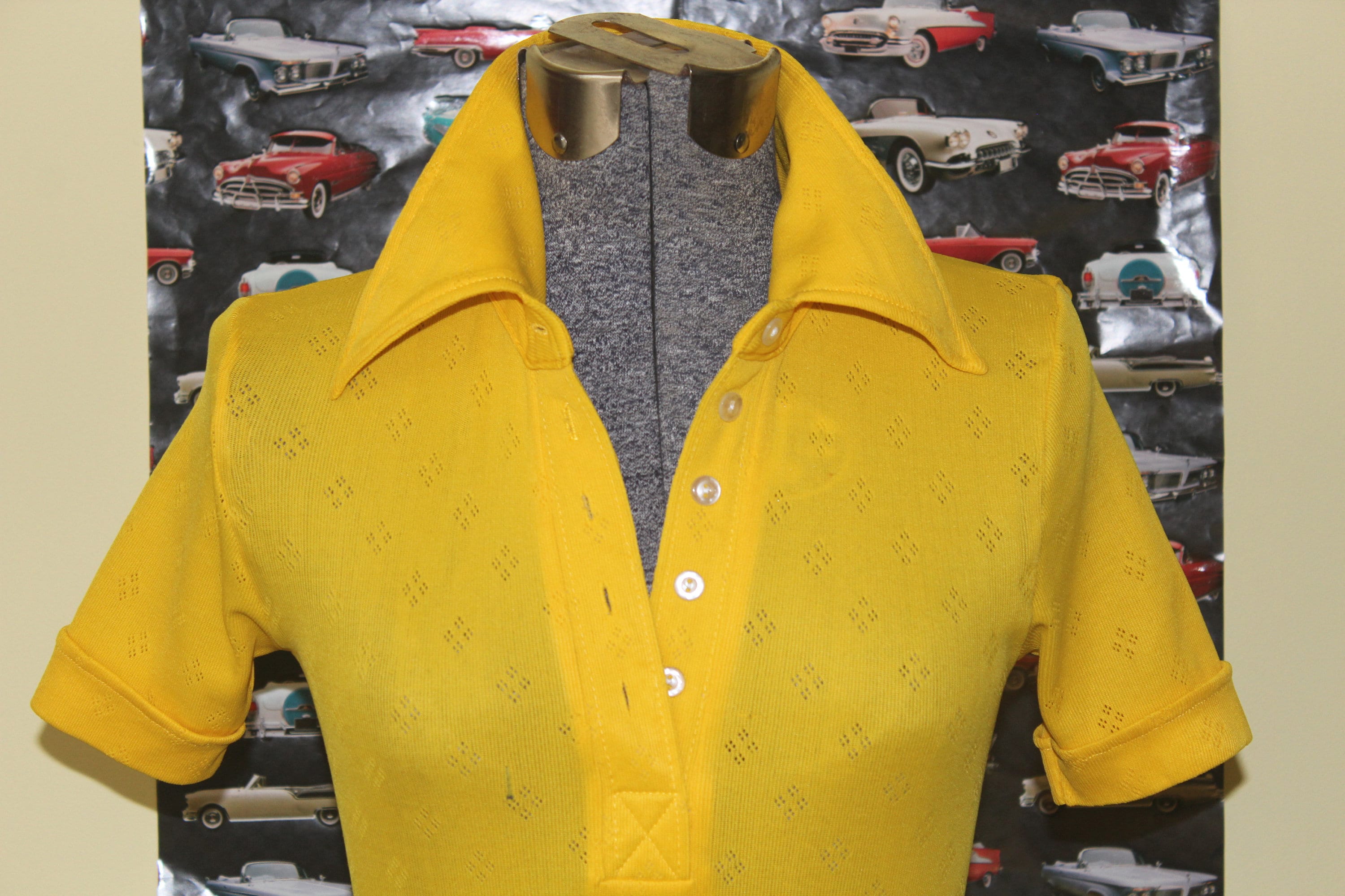 1960s 70s Vintage Retro Mod Disco Boho Hippie Womens Clothing Yellow ...