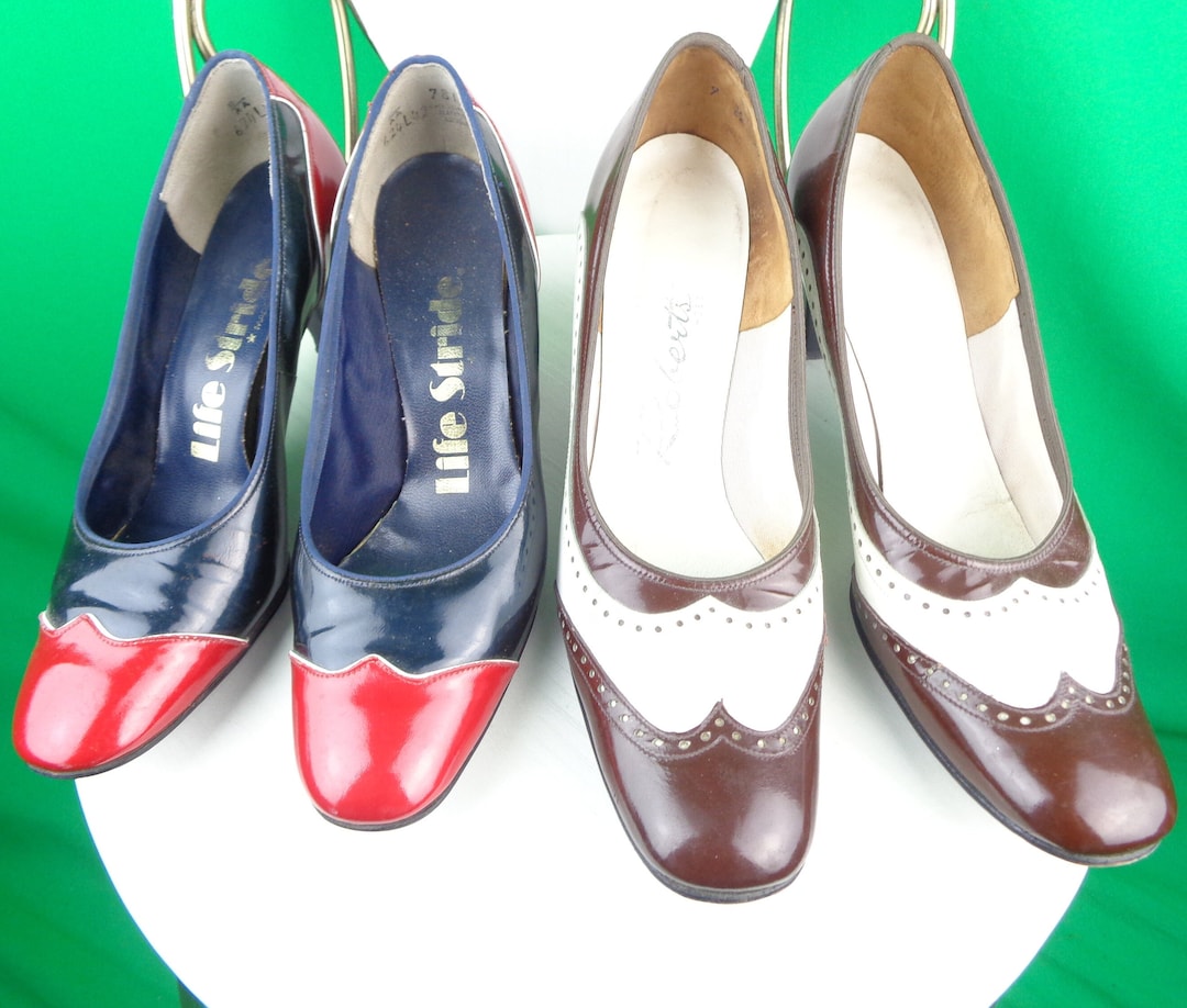 Vintage Retro Womens Girl Accessorie Patent Leather Wingtips Spectator ...