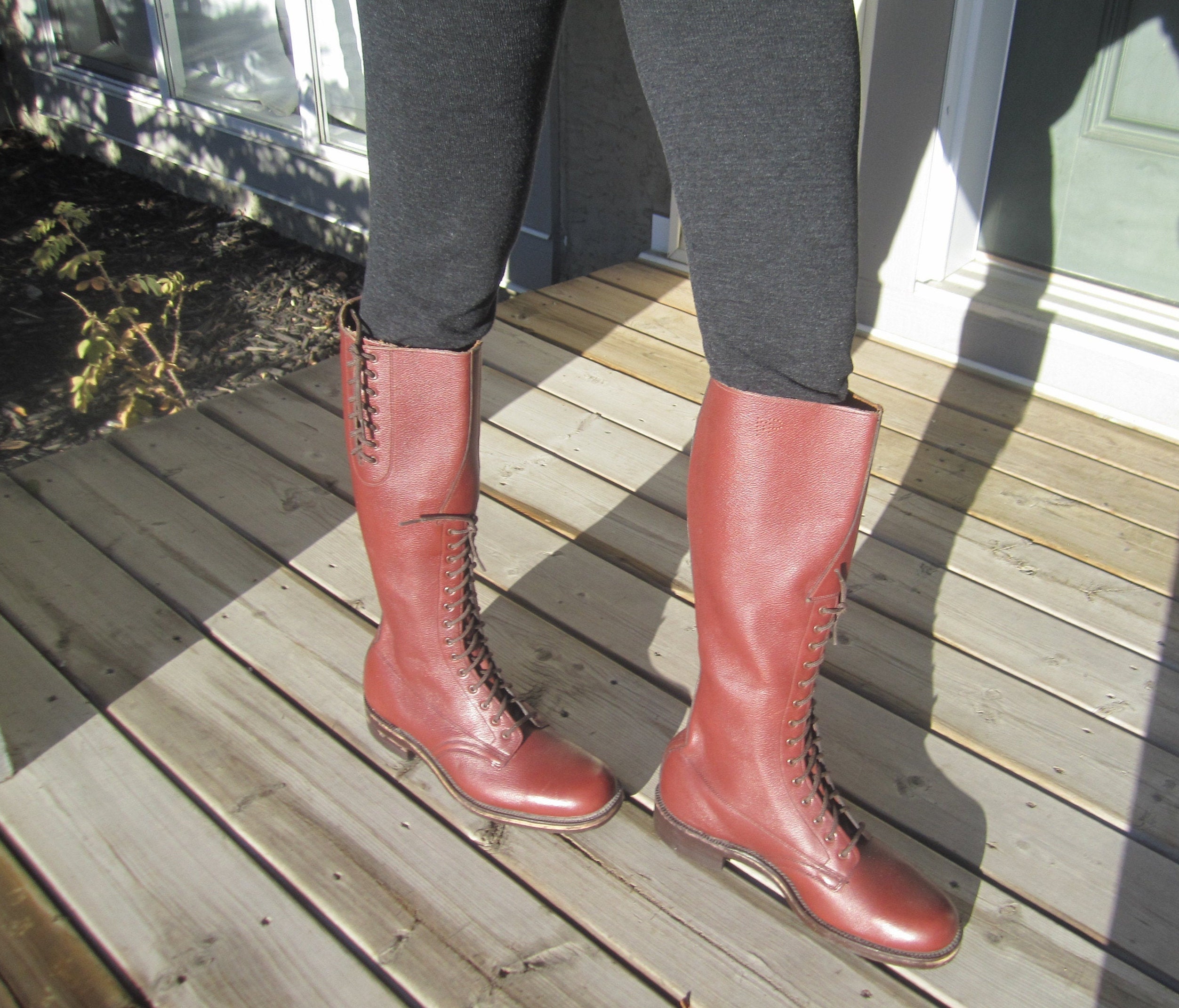 Men RCMP Brown Leather Boots 50s 60s Vintage Mid Century Size 7 1/2 ...