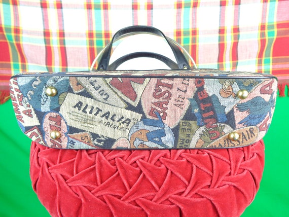 Vintage Retro Tapestry Arline Purse Handbag Top Handl… - Gem