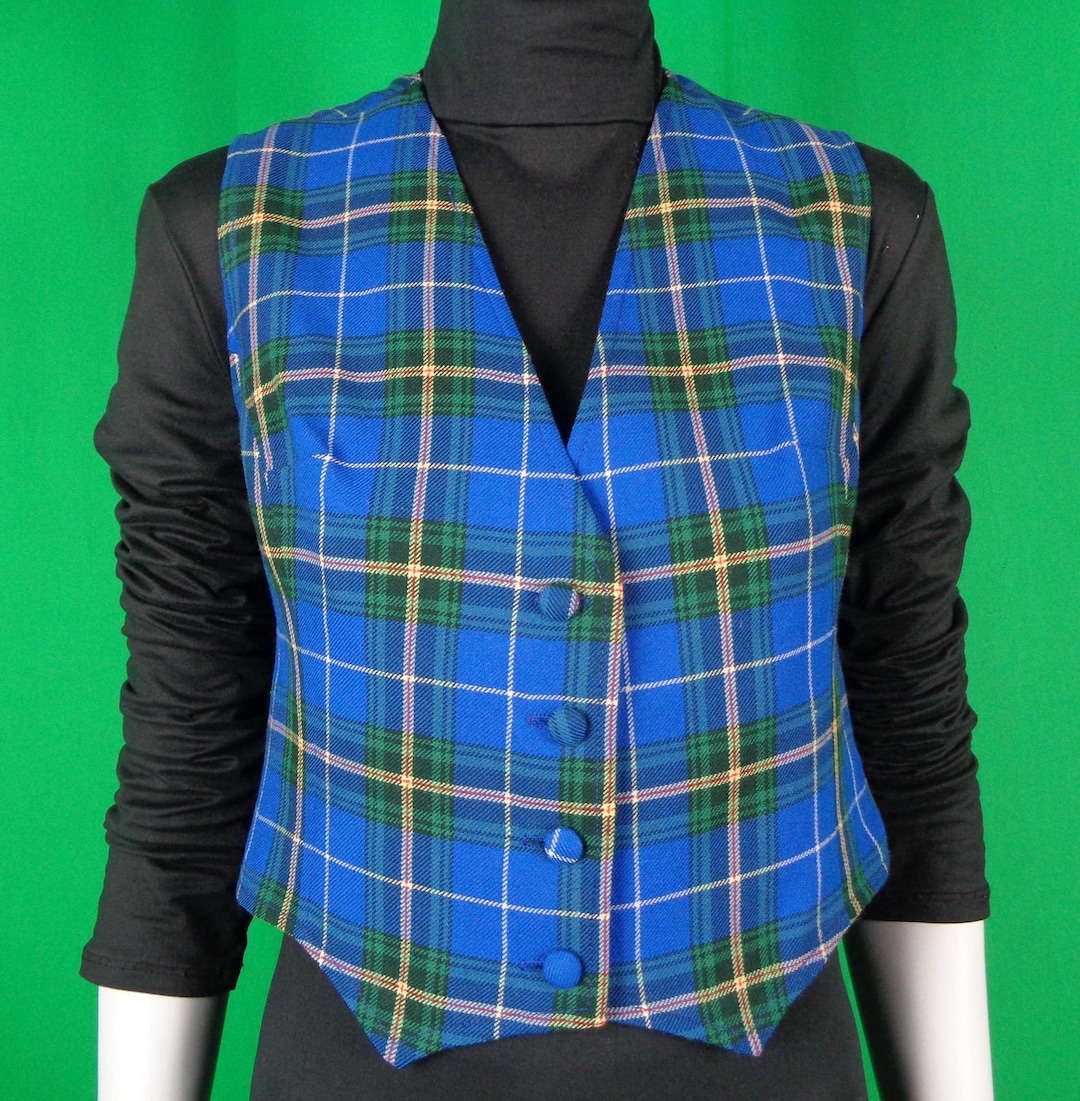 Vintage Retro Clothing Nova Scotia Tartan Plaid Vest Top Blouse 60s 70s ...