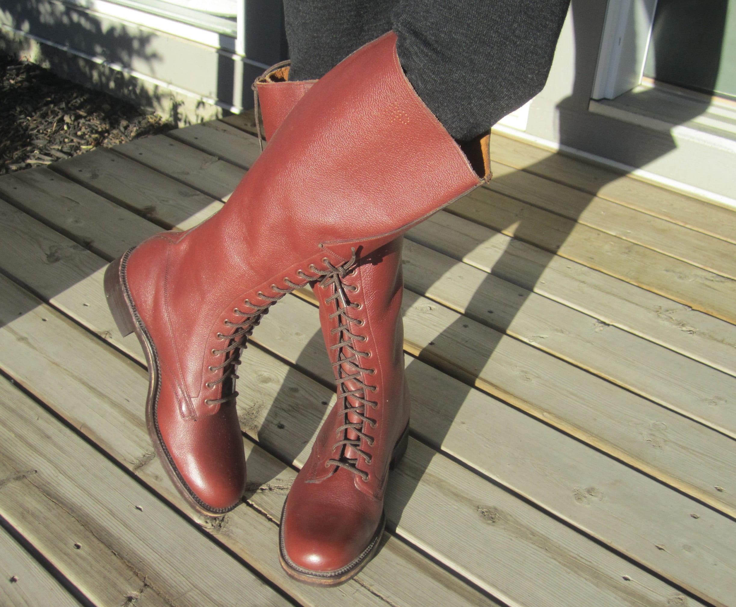 Men RCMP Brown Leather Boots 50s 60s Vintage Mid Century Size 7 1/2 ...