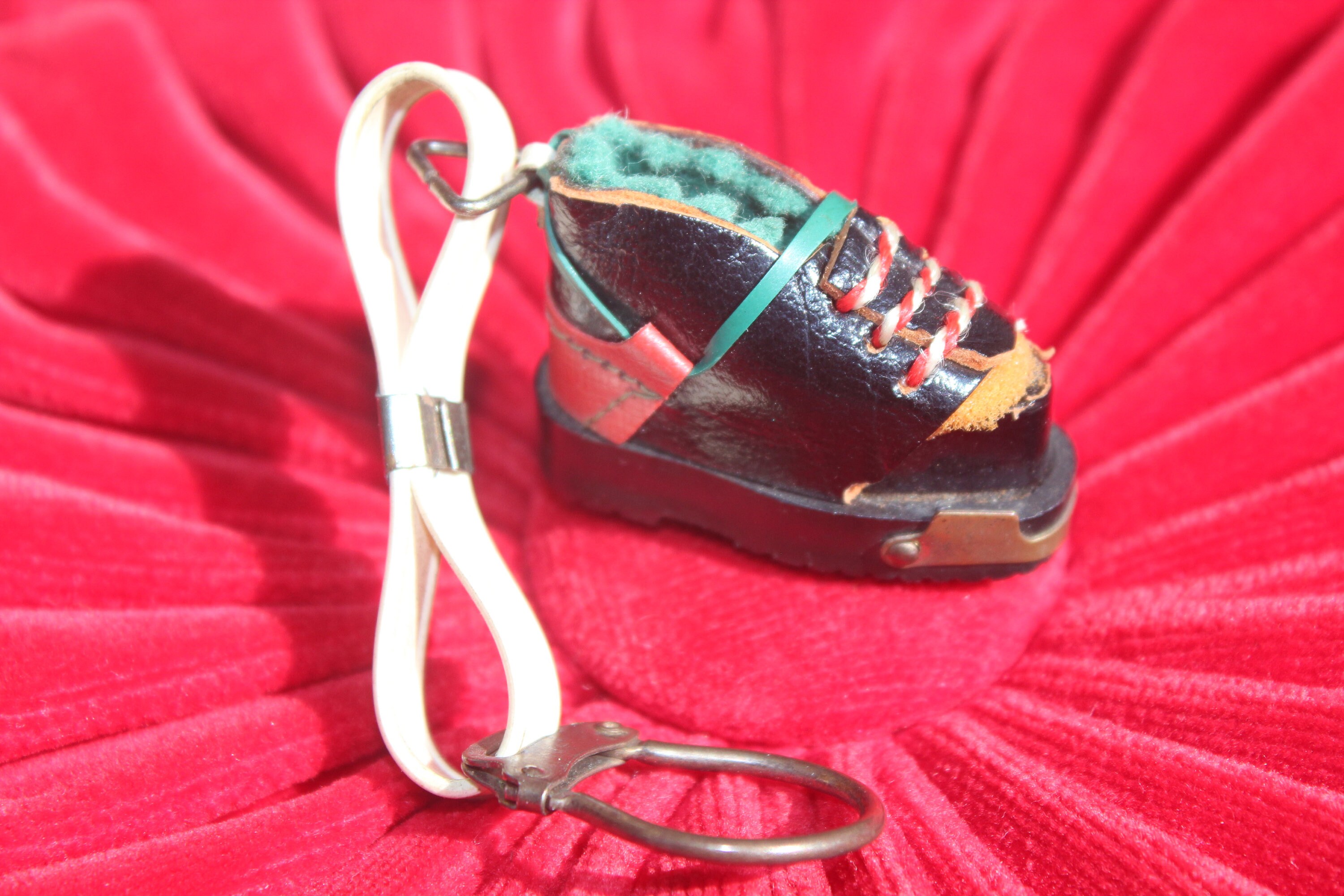 RARE 1940s 50s WW2 Vintage Mid Century Retro Ski Boot Key Chain Lanyard ...