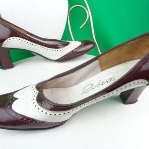 Vintage Retro Pumps Shoes 1960s 1970s Patent Leather Wingtip Spectator ...
