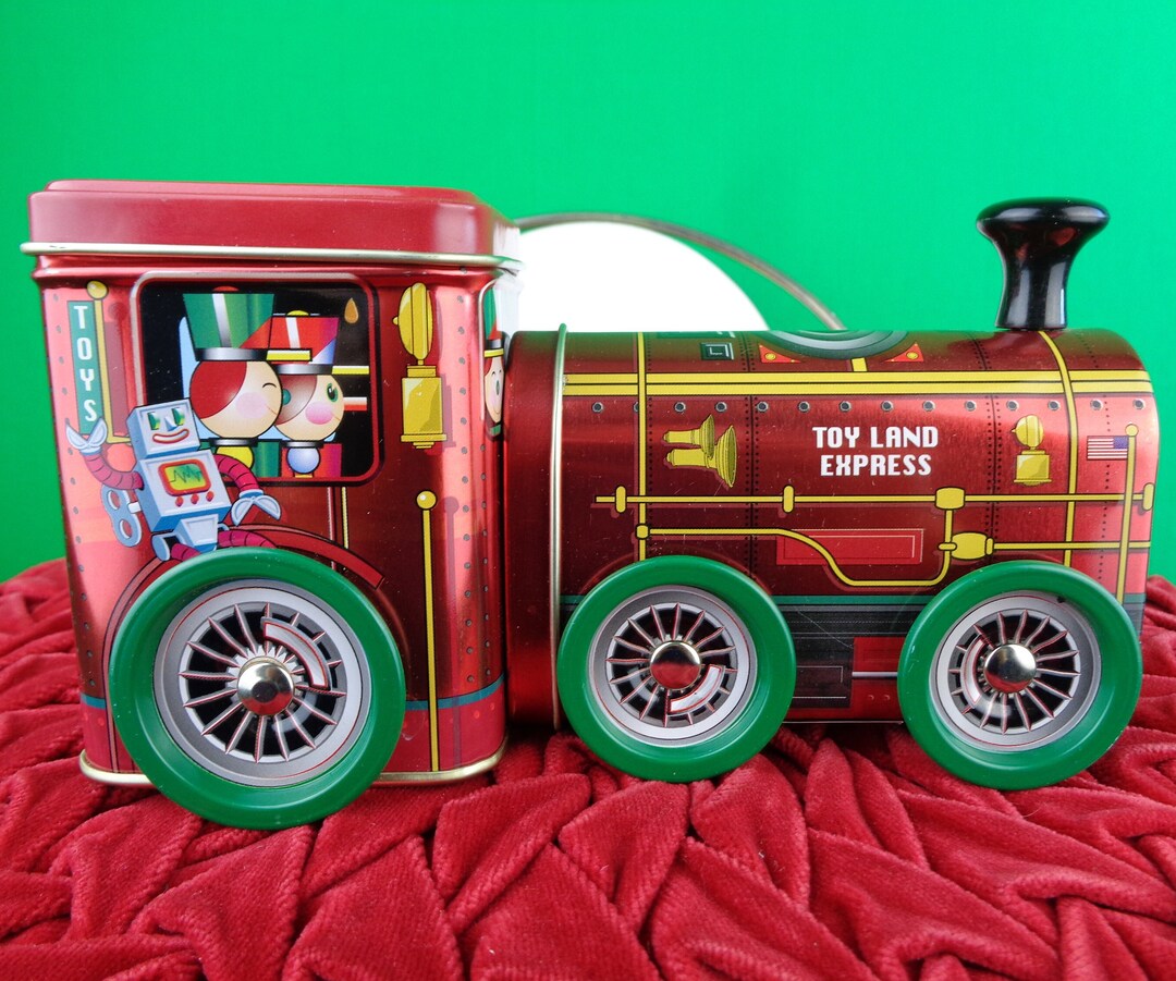 Vintage Christmas Train Tin Box: Holiday Decor Storage Container ...