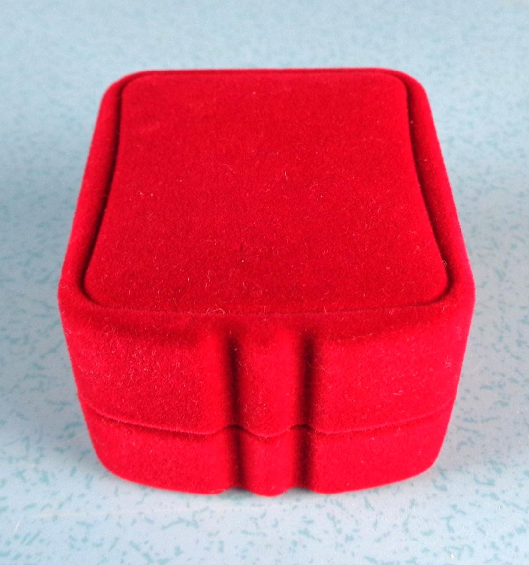 Vintage Red Velvet Jewelry Box: Square Ring Earring Storage Keepsake ...