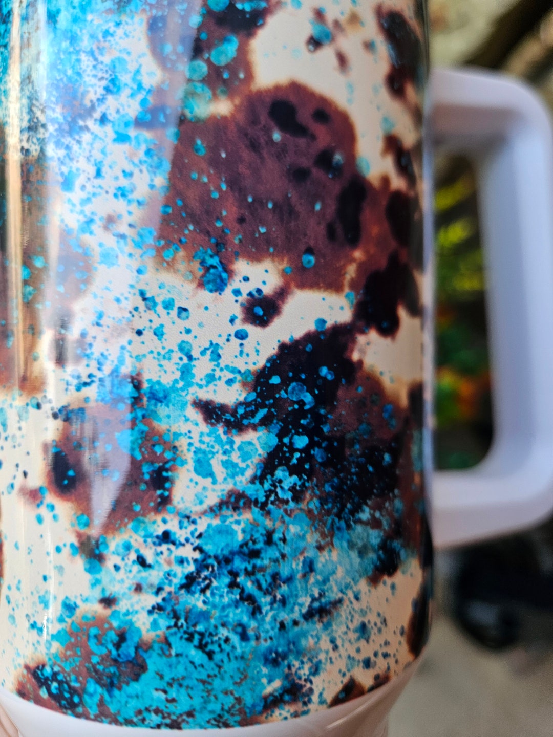 Personalized 40oz Quencher Turquoise Cow Pattern With Highland Cow ...