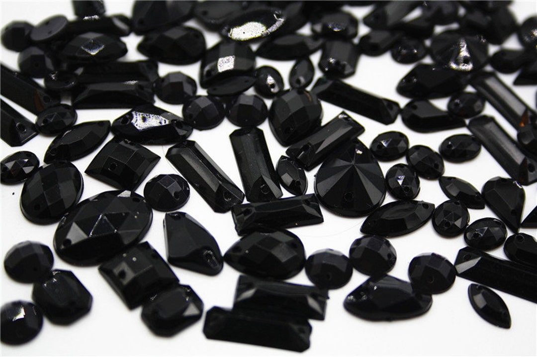 Black 60pc mix lot acrylic rhinestone sew on beads flat back - Etsy 日本