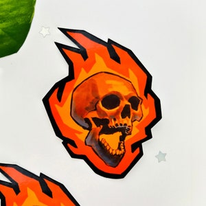 Flaming Skull Sticker | Vinyl - Waterproof - Punk Fire Skull Sticker ...