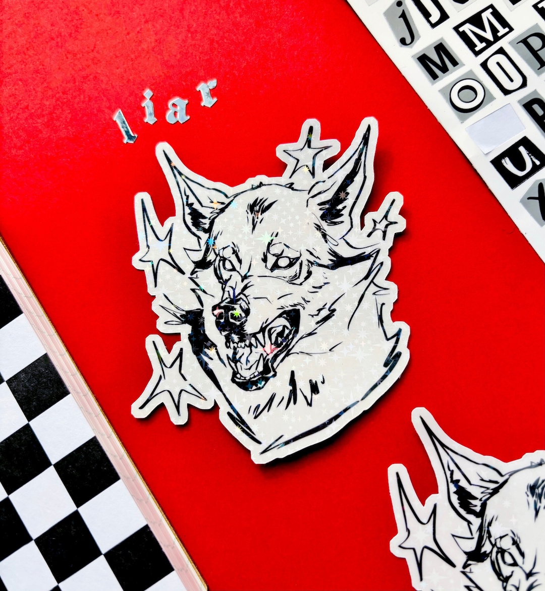 Holographic Snarling Wolf Vinyl Sticker | Wolf Sticker, Punk Wolf ...