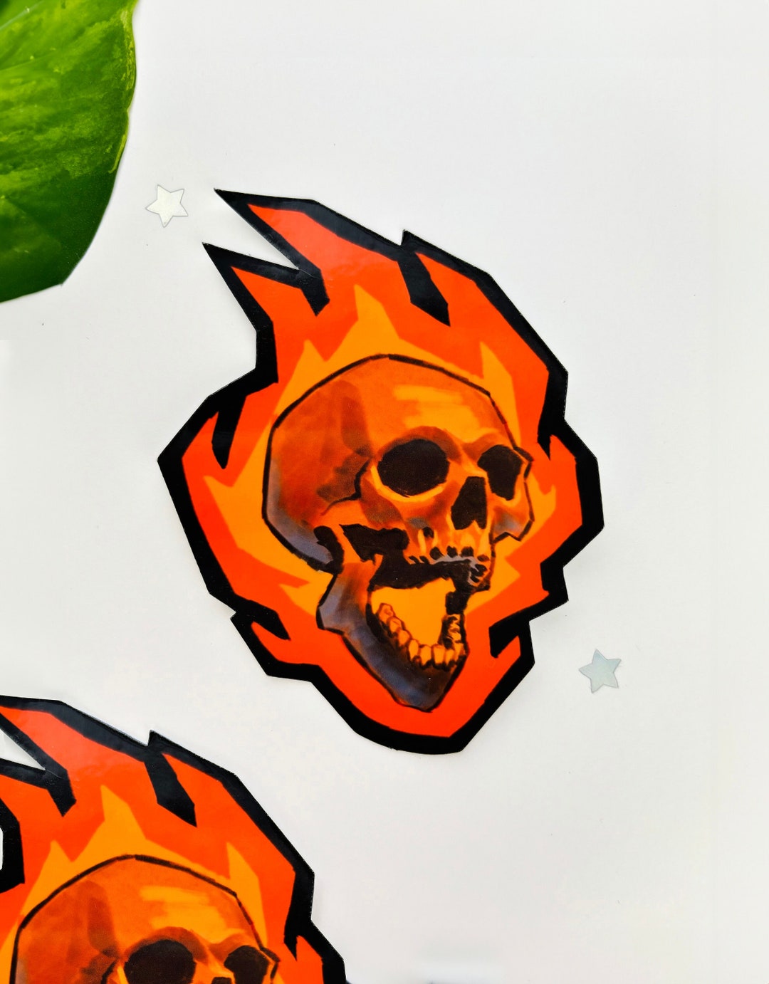 Flaming Skull Sticker | Vinyl - Waterproof - Punk Fire Skull Sticker ...