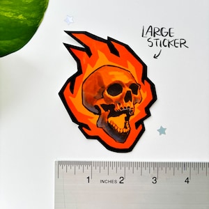 Flaming Skull Sticker | Vinyl - Waterproof - Punk Fire Skull Sticker ...