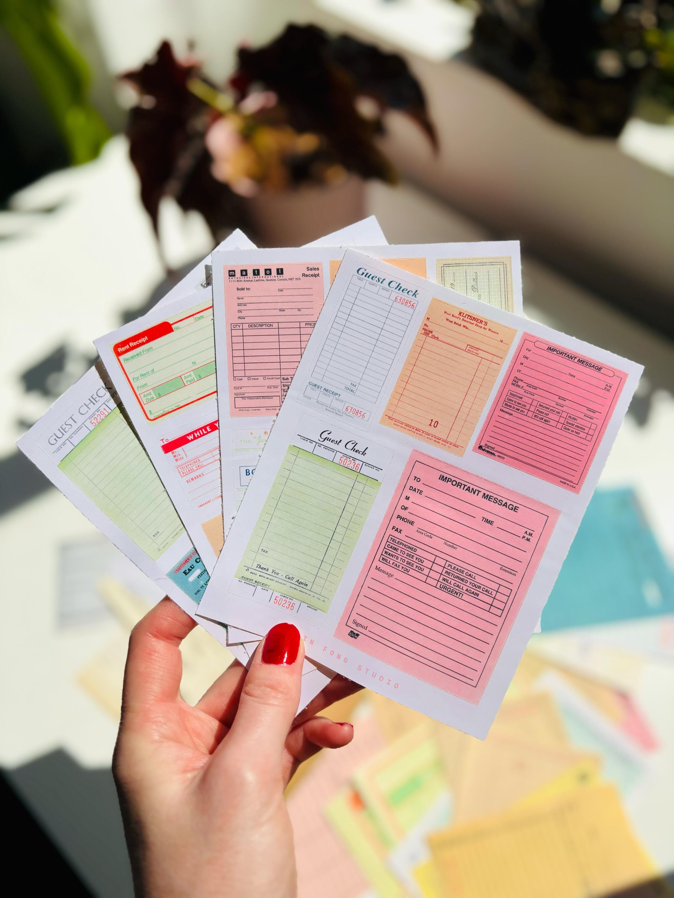 Matte Vintage Receipts Sticker Sheets | Pack of 4 | Journaling Stickers ...