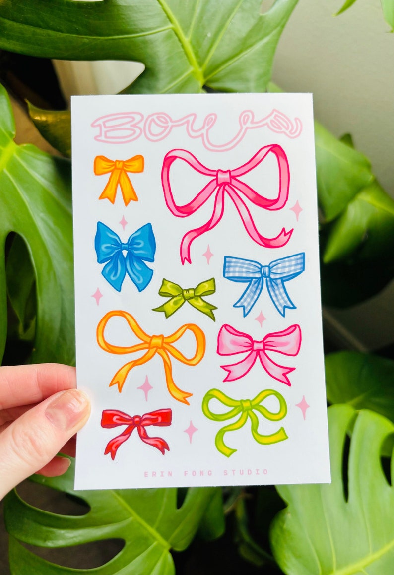 Bow Sticker Sheet Colorful Ribbon Deco Sticker Sheet, Planner Stickers ...