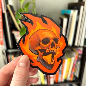 Flaming Skull Sticker | Vinyl - Waterproof - Punk Fire Skull Sticker ...