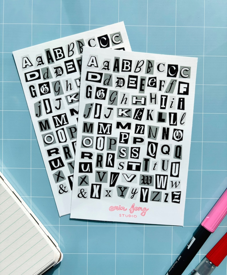 Ransom Note Letters Multicolor Deco Sticker Sheets - Etsy