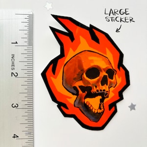 Flaming Skull Sticker | Vinyl - Waterproof - Punk Fire Skull Sticker ...