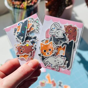 Mini Holographic Kitties | Cat Sticker Pack | Cat Stickers, Journaling ...
