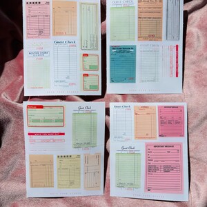 Matte Vintage Receipts Sticker Sheets | Pack of 4 | Journaling Stickers ...