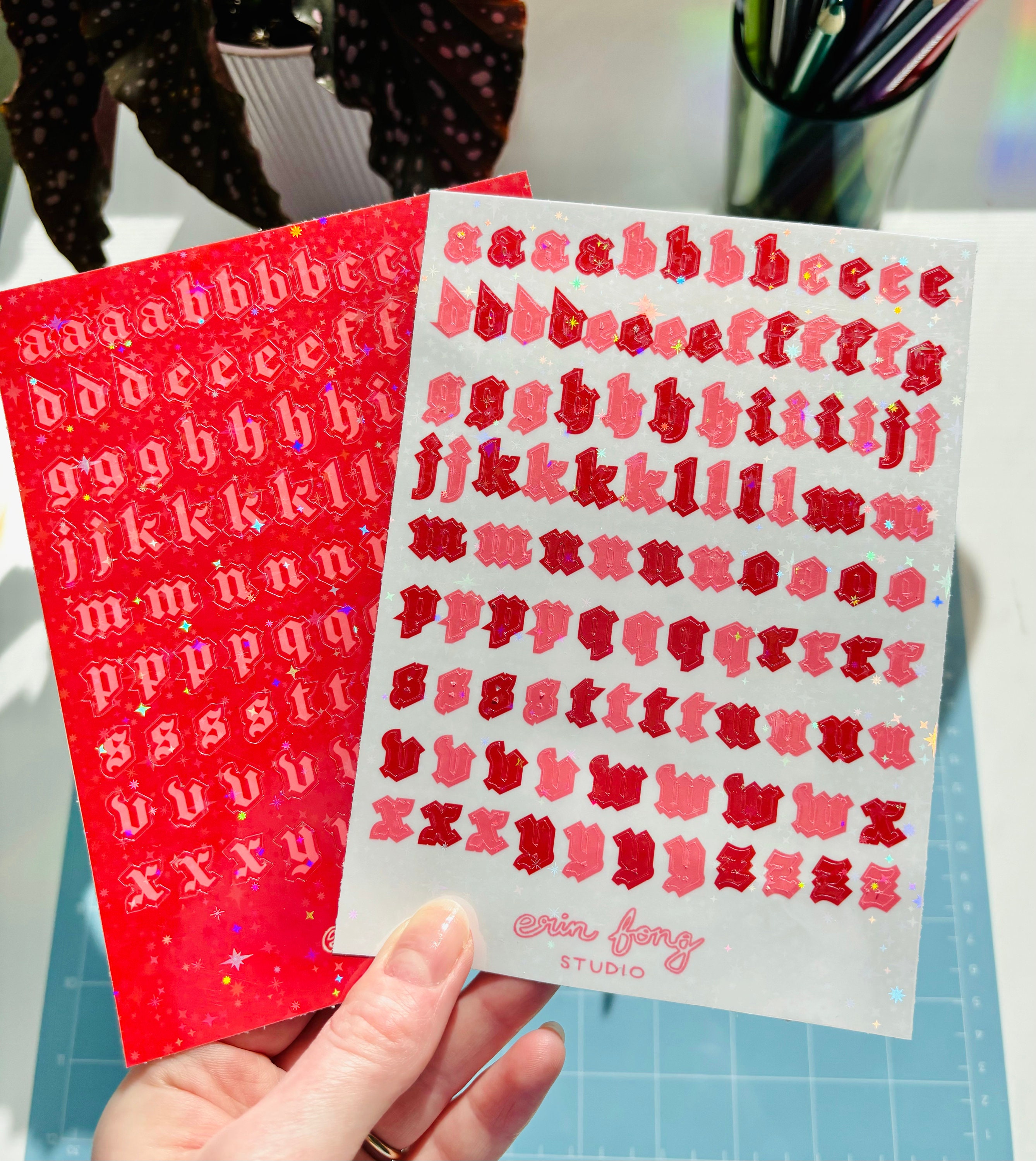 Holographic Blackletter Sticker Sheets Valentines Day Stickers ...