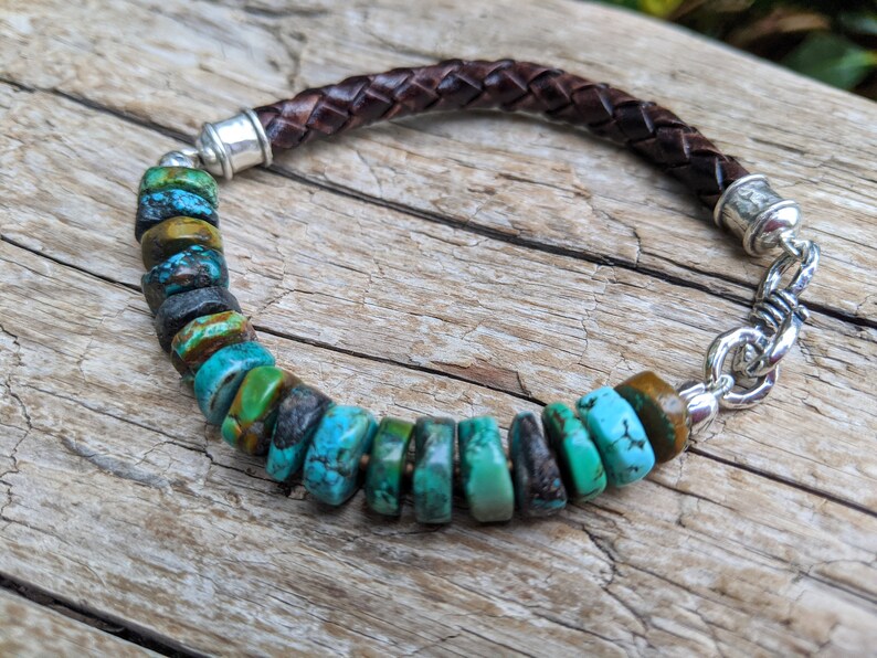 Genuine Turquoise Bracelet, Man Turquoise Bracelet, Men's Bracelet, Men ...