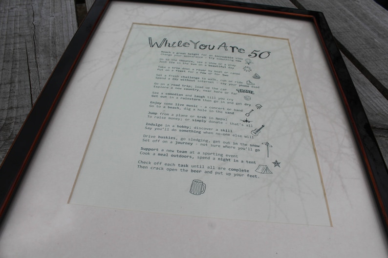 50th BIRTHDAY Gift A4 Personalised Poem Print BUCKET LIST | Etsy