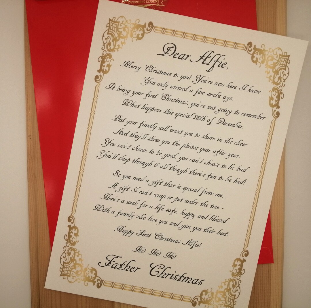 FIRST CHRISTMAS Letter From Santa - A4 Keepsake - Personalised PDF File ...
