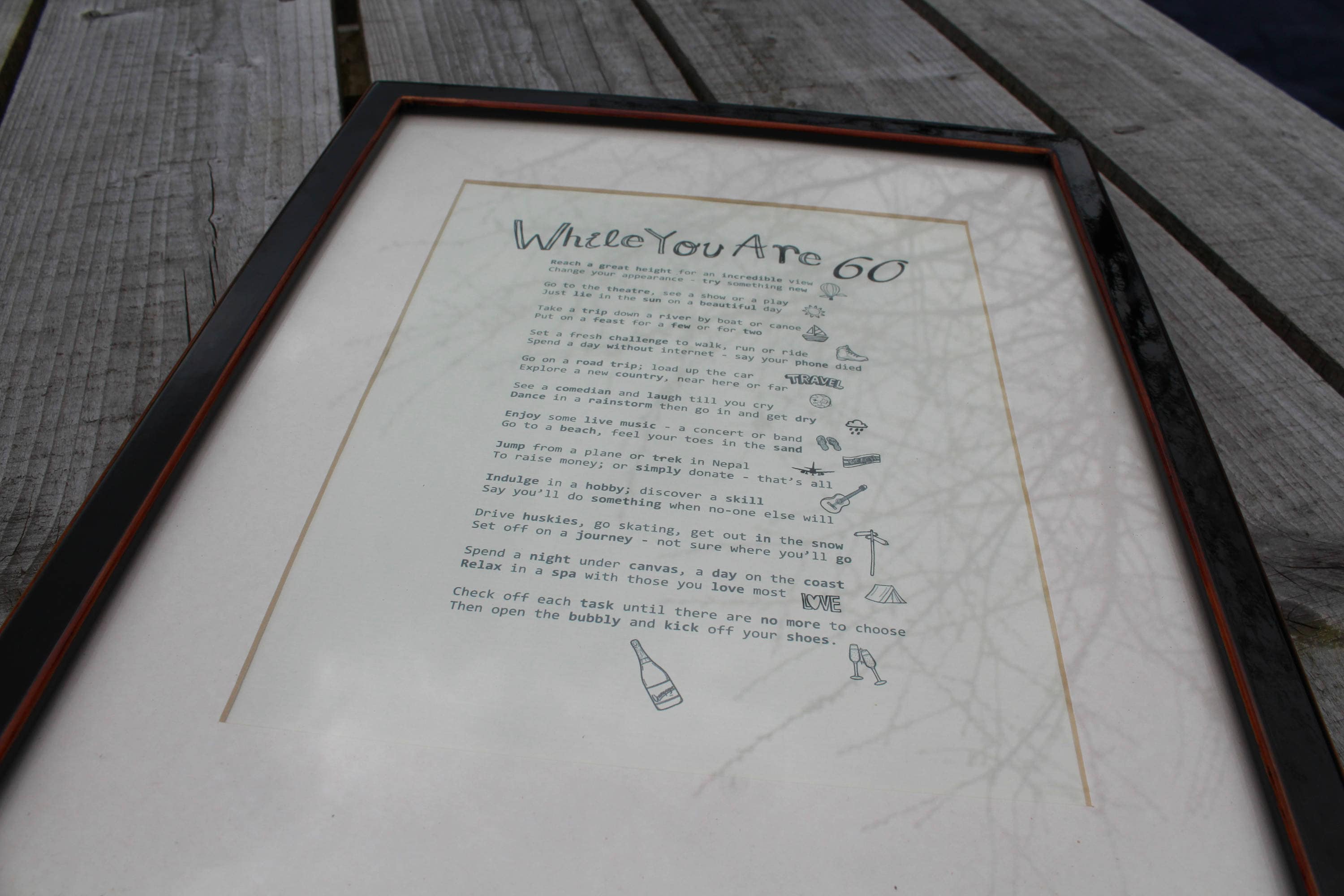 60th BIRTHDAY Gift A4 Personalised Poem Print BUCKET LIST Mum Wife ...