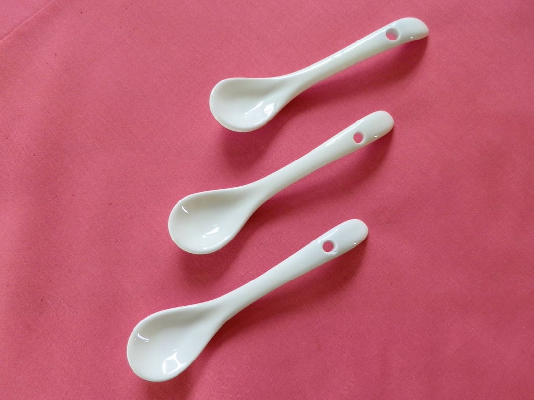 3 Porcelain Spoons (5") - SET of 3 - Use for Dips, Sauces and Jams ...