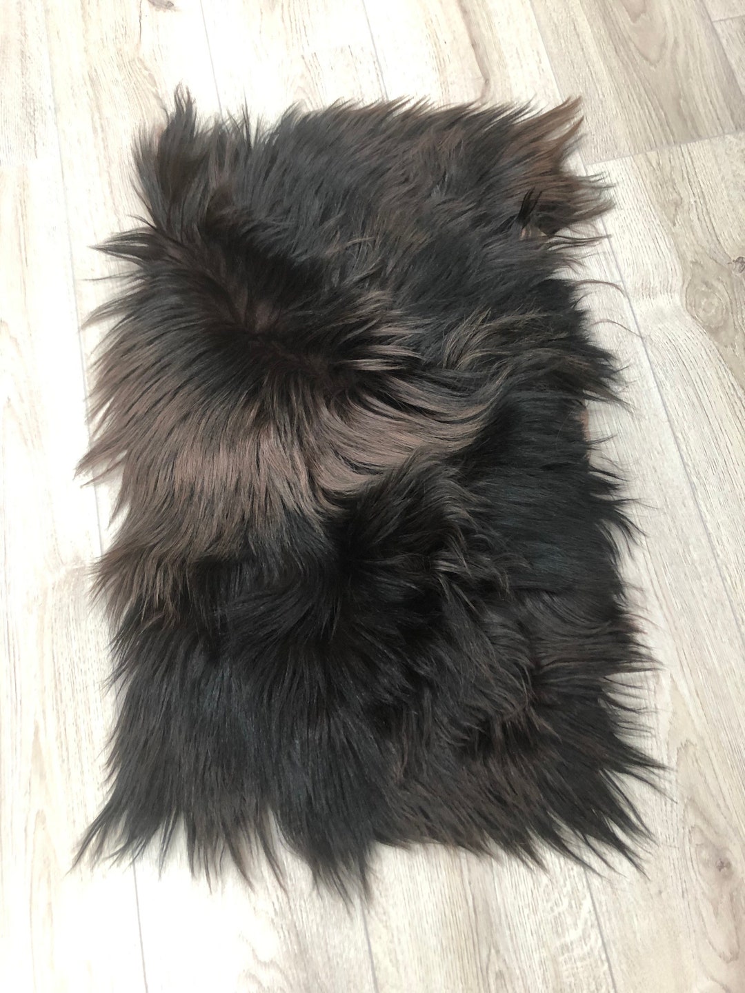 17x27 Dyed Brown Goat Yak Fur Skin Plate Piece Pelt Craft Scarf Winter ...