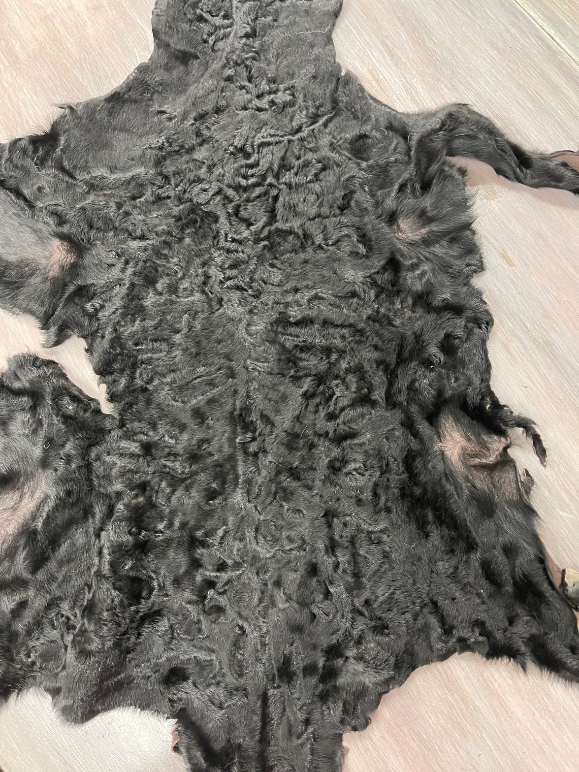 24’’ Black Swakara Broadtail Lamb Fur Skin Pelt Craft Scarf Winter ...