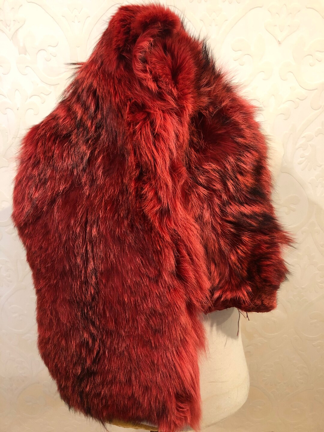 39’’ Red Raspberry COYOTE Fur Skin Craft Scarf Winter Accessory - Etsy