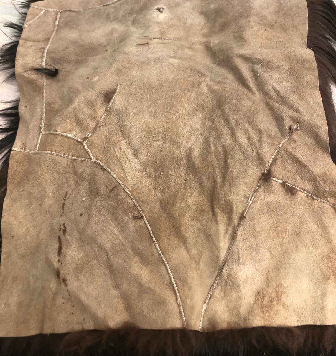 17x27 Dyed Brown Goat Yak Fur Skin plate piece Pelt Craft | Etsy