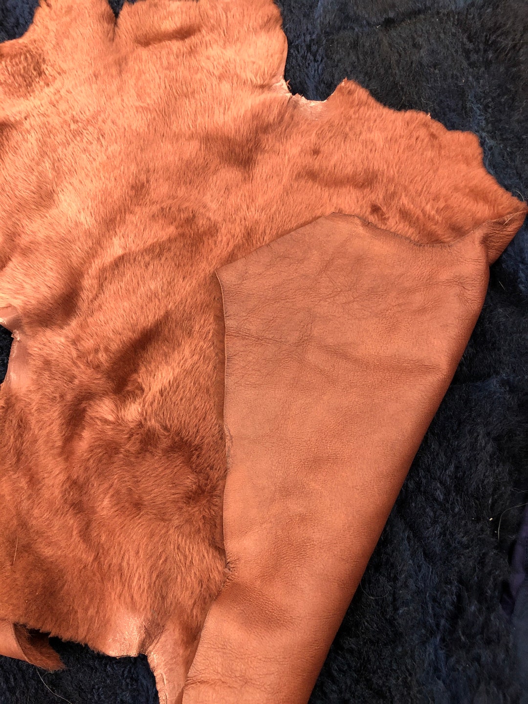 33’’ Cognac Sheepskin Shearing FUR Smooth Skin for Craft Soft - Etsy
