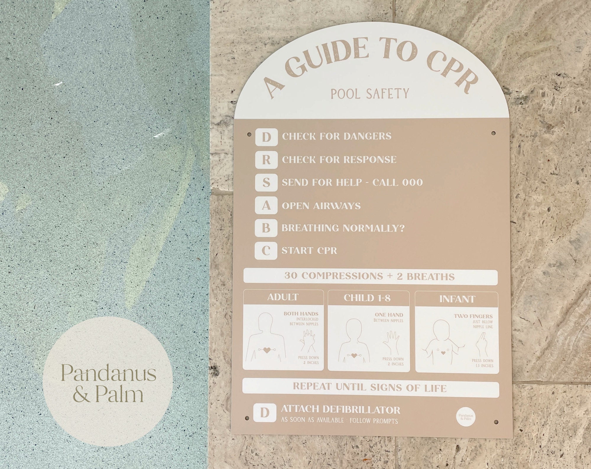 Designer CPR Pool Sign Beige ARCH - Etsy Australia