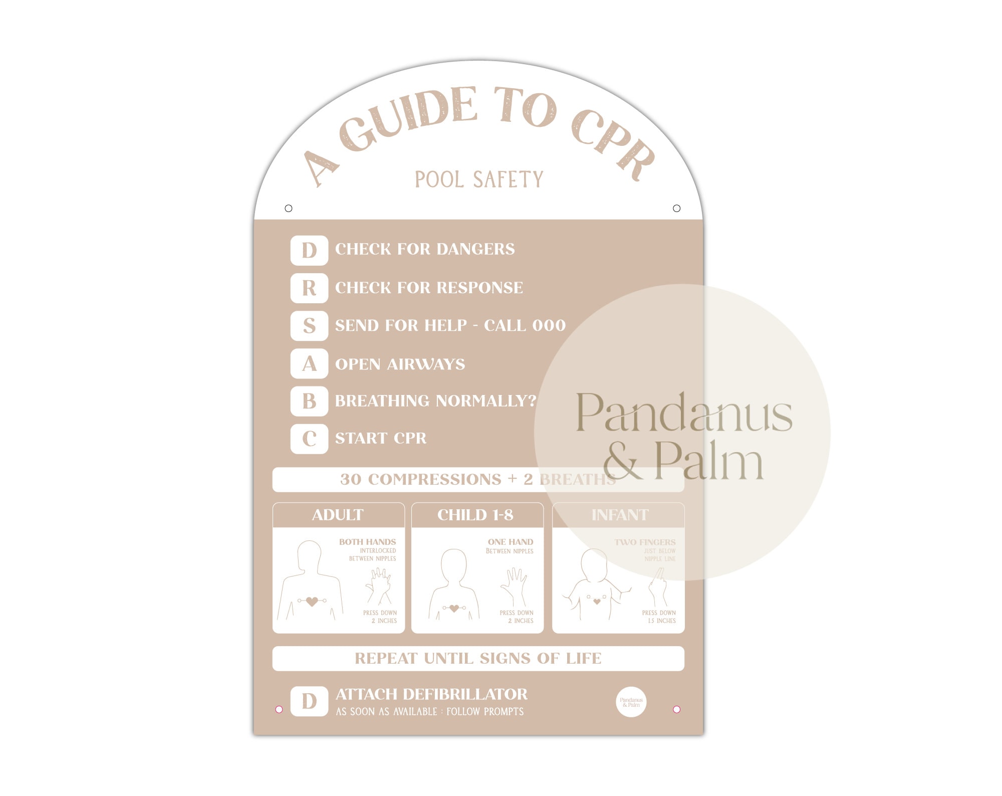 Designer CPR Pool Sign Beige ARCH - Etsy Australia