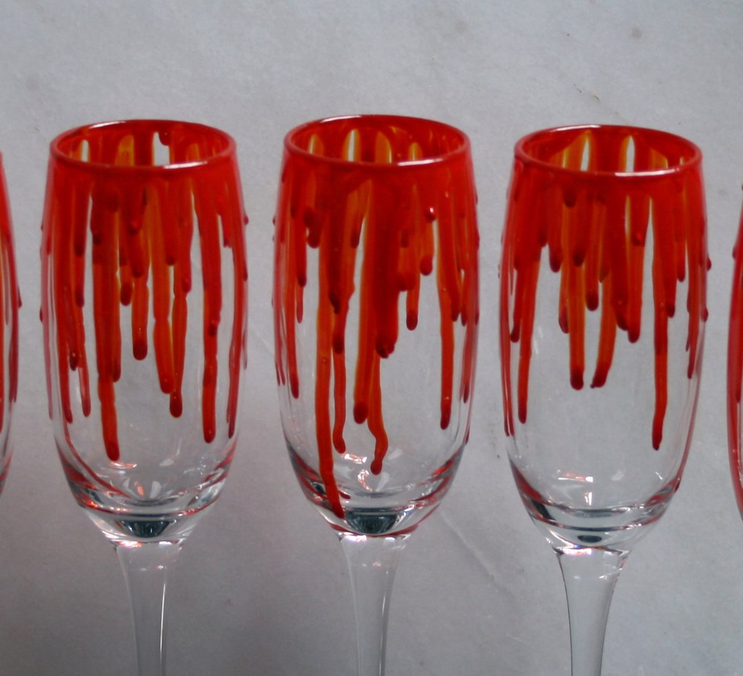 Dripping Blood - an Exclusive Design, Hand Painted, Champagne Glass ...
