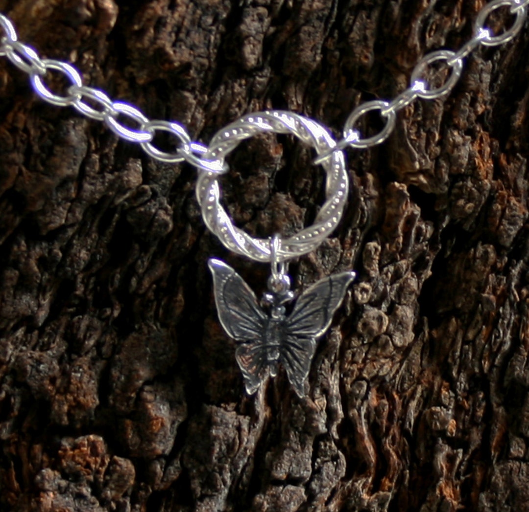PERMANENTLY LOCKING Butterfly Dropper FANCY 'O' Ring Day Collar / Slave ...