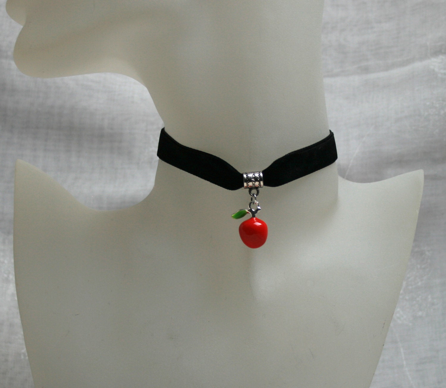 Handcrafted 'apple' Choker. Silver Plated Enameled Apple on a Wine ...