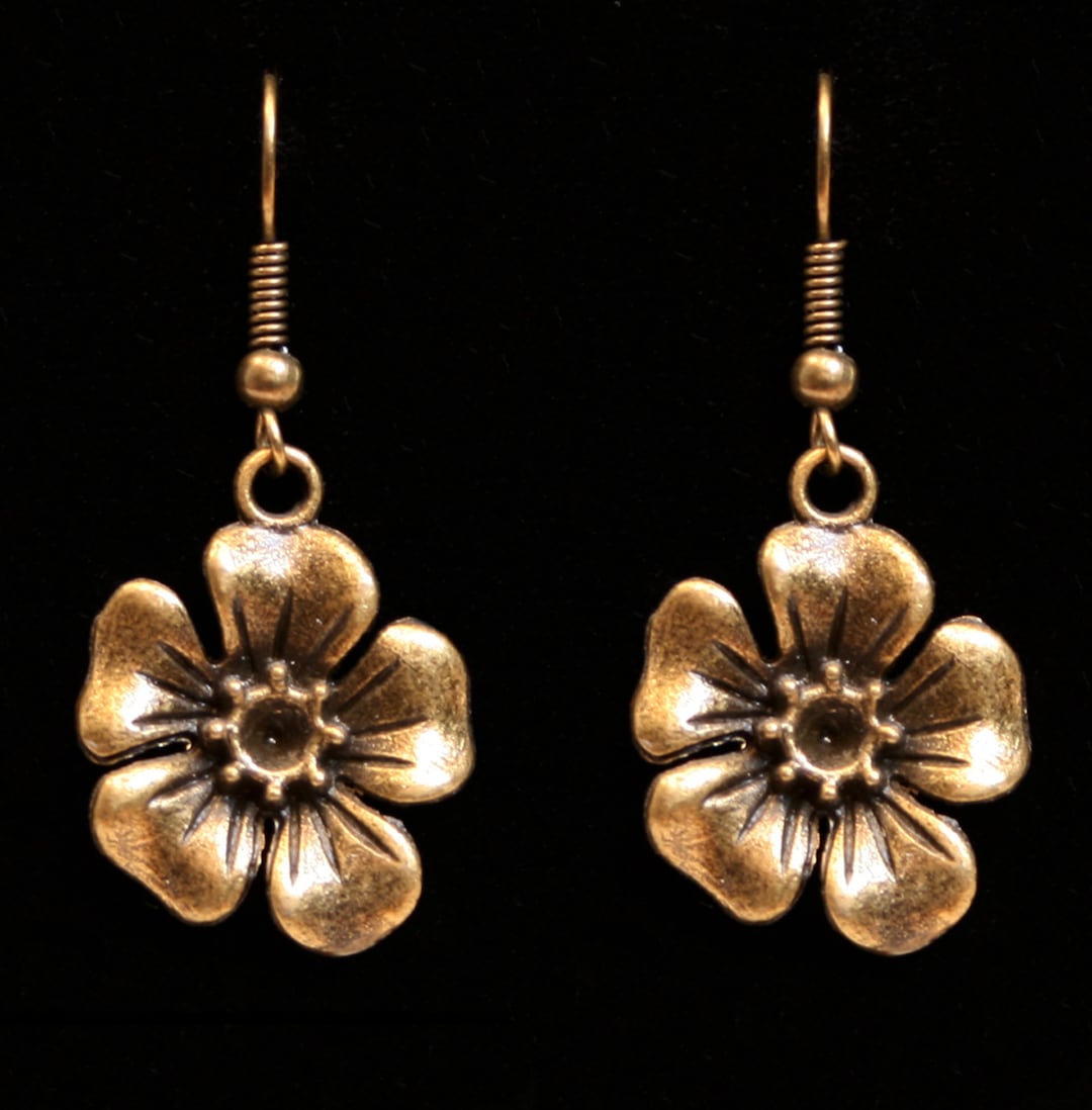 Handcrafted 'evening Primrose' Earrings. Bronze Tone Floral Earrings on ...